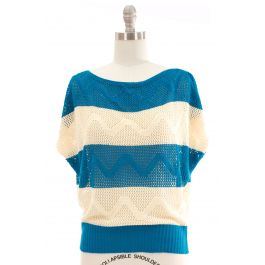Striped Crochet Top - Blue